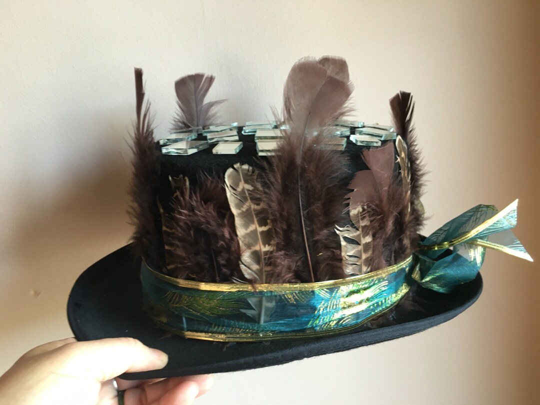 Feather Tophat With Peacock Ribbon - Etsy
