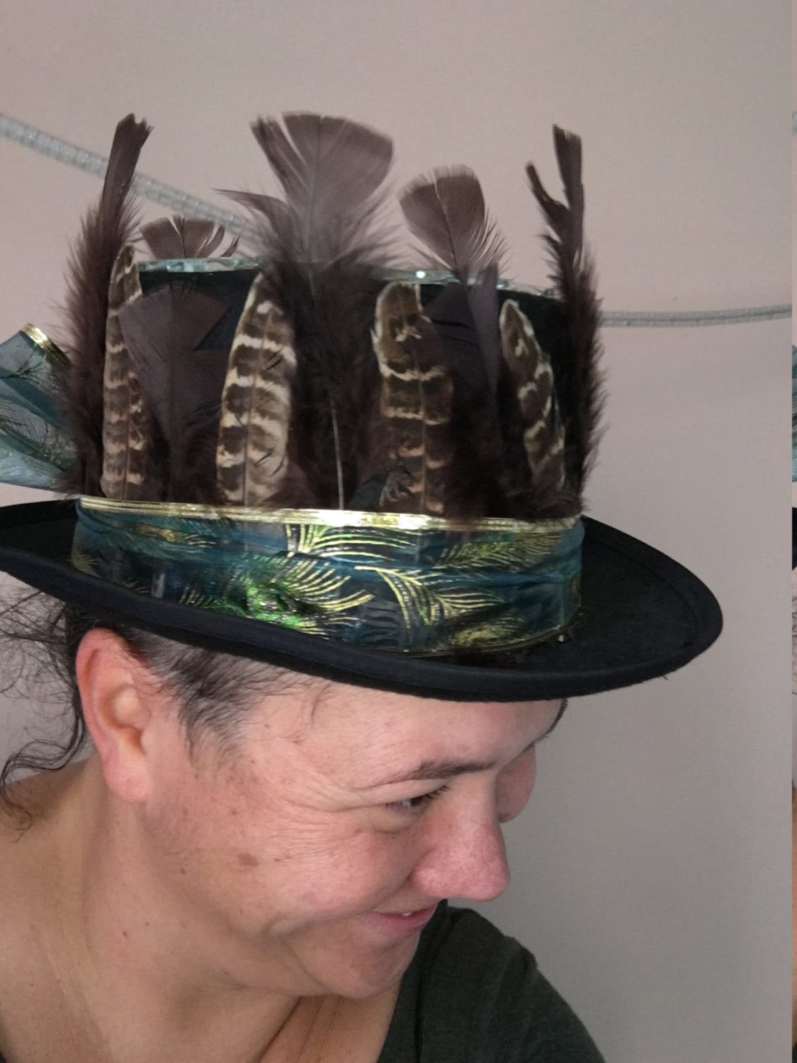 Feather Tophat With Peacock Ribbon - Etsy