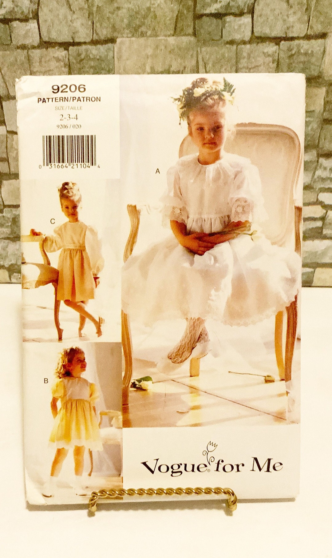Vogue Pattern 9206 Toddler and Little Girls Dress Sizes 2-3-4, Vogue ...