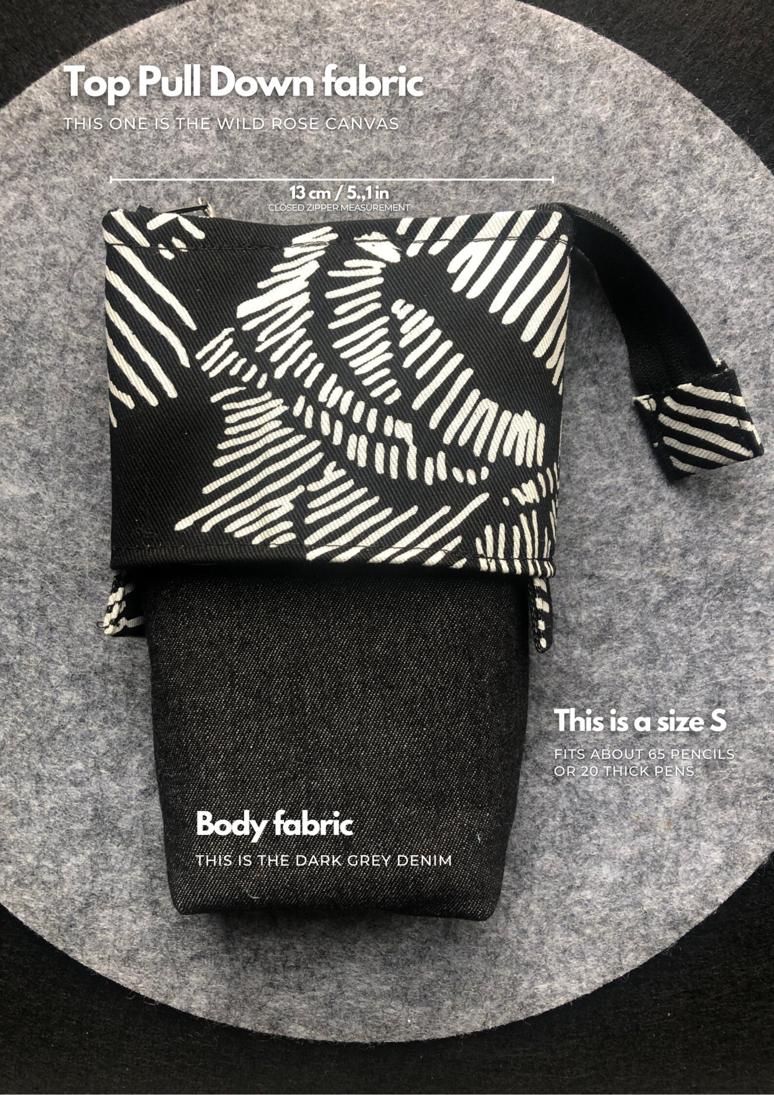 Canvas Pull Down Pencil Case Stand up Storage With Zipper - Etsy