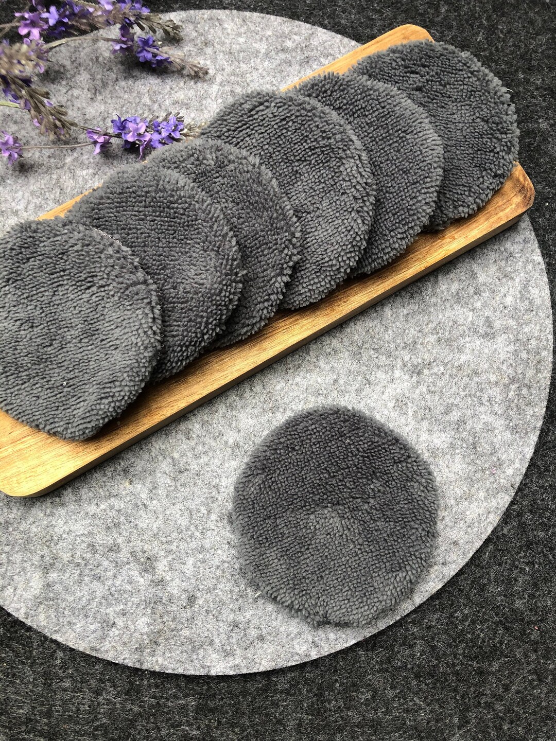 Reusable Bamboo Face Pads, Dark Grey Round Set, Soft Fleece Wipes, Eco ...