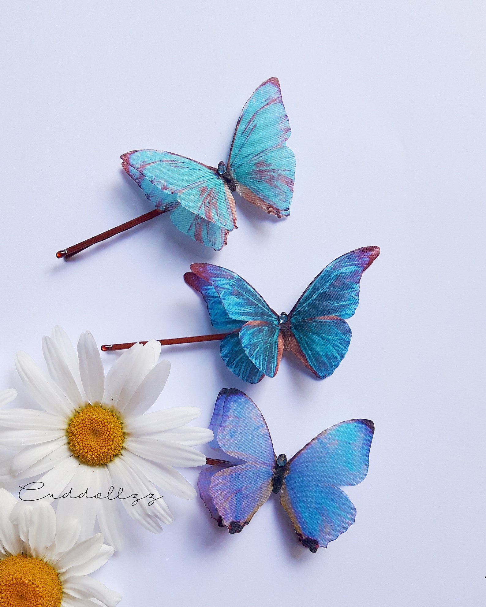 Beautiful Butterfly Hair Clips. A Set of Stunning Blue - Etsy