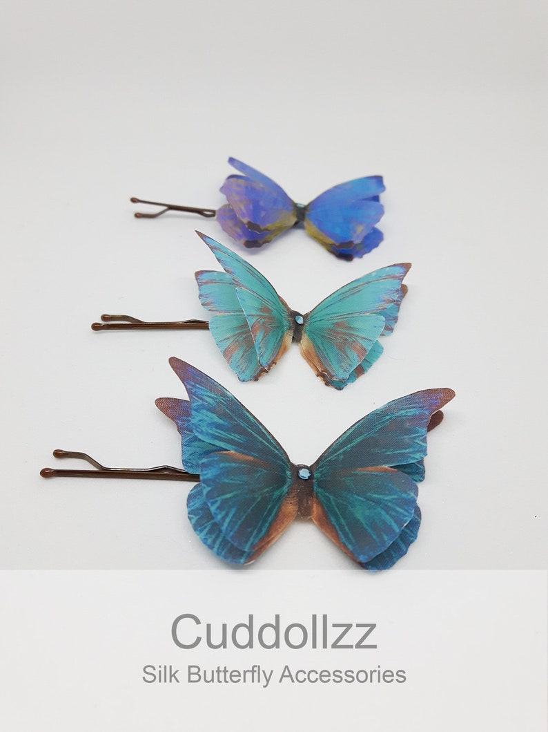 Beautiful Butterfly Hair Clips. A Set of Stunning Blue | Etsy