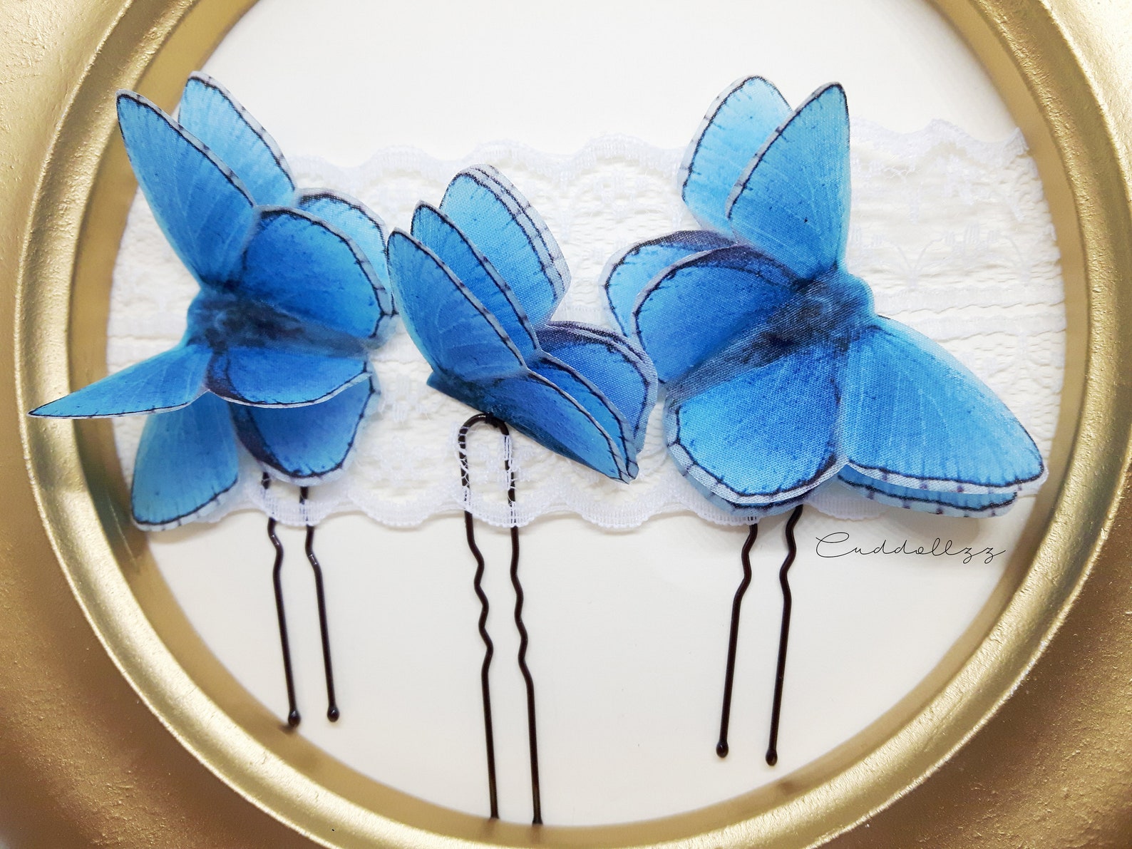 Blue Butterflies Clips Set of 3. Beautiful Handmade Butterfly | Etsy