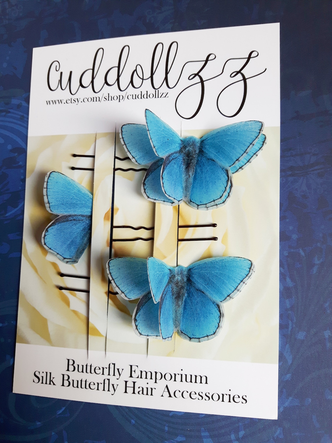 Blue Butterflies Clips Set of 3. Beautiful Handmade Butterfly | Etsy