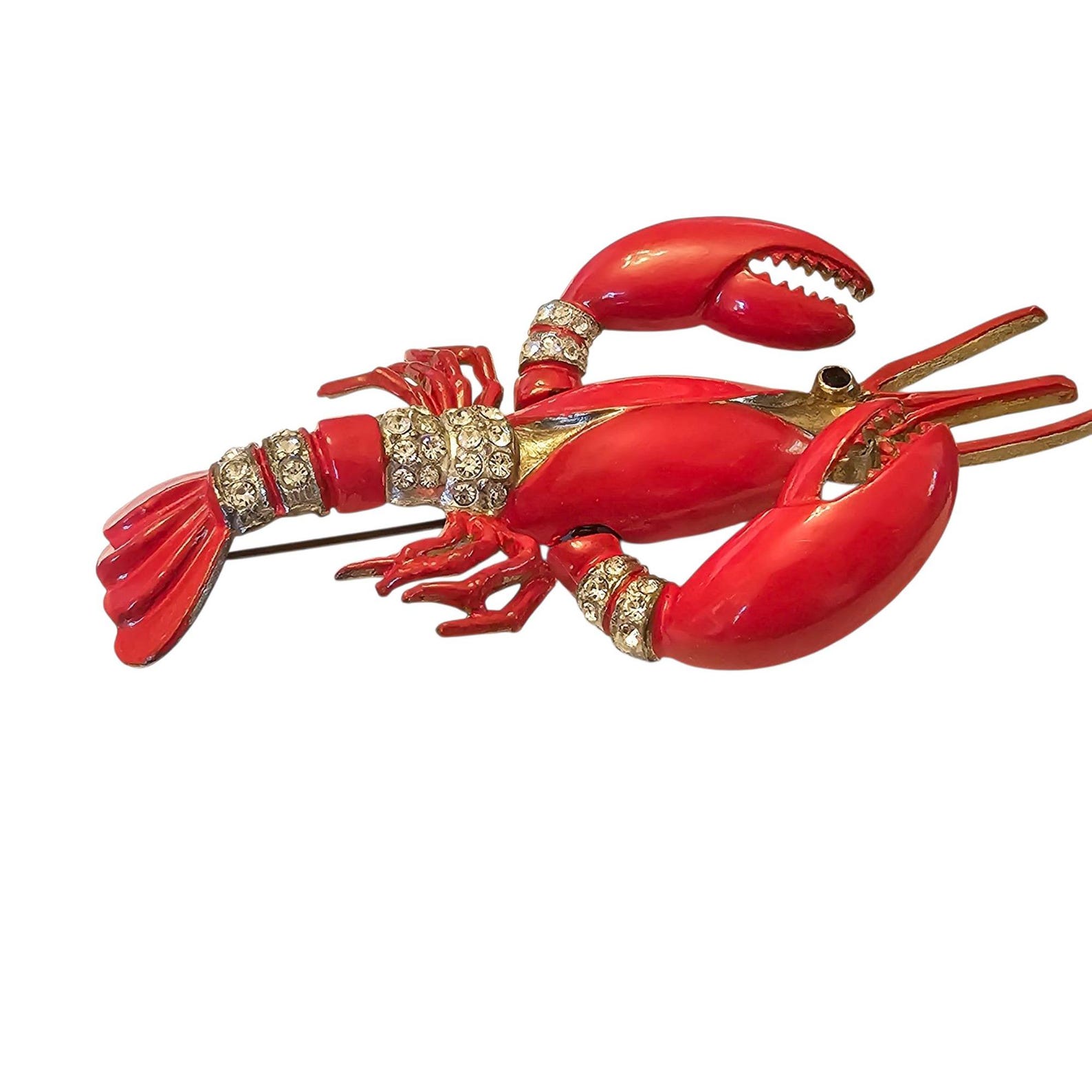 Red Lobster Clear Rhinestone Statement Brooch Trembler Pin - Etsy