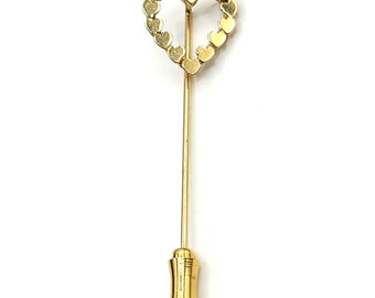 NOS 70s Small Orange Heart Stickpin Choose Single or Double Hearts Open ...