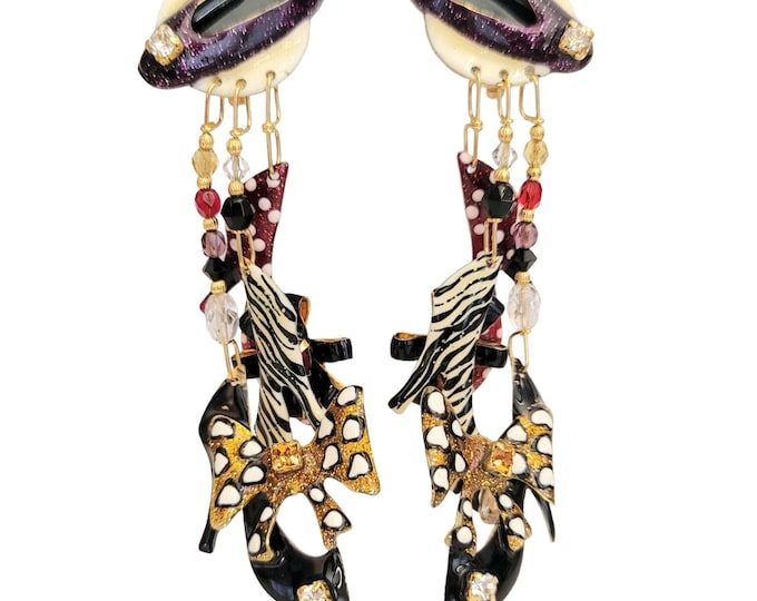 Vintage Lunch at the Ritz White Tiger Loops 24KT Gold Plated Pierced Earrings - Etsy