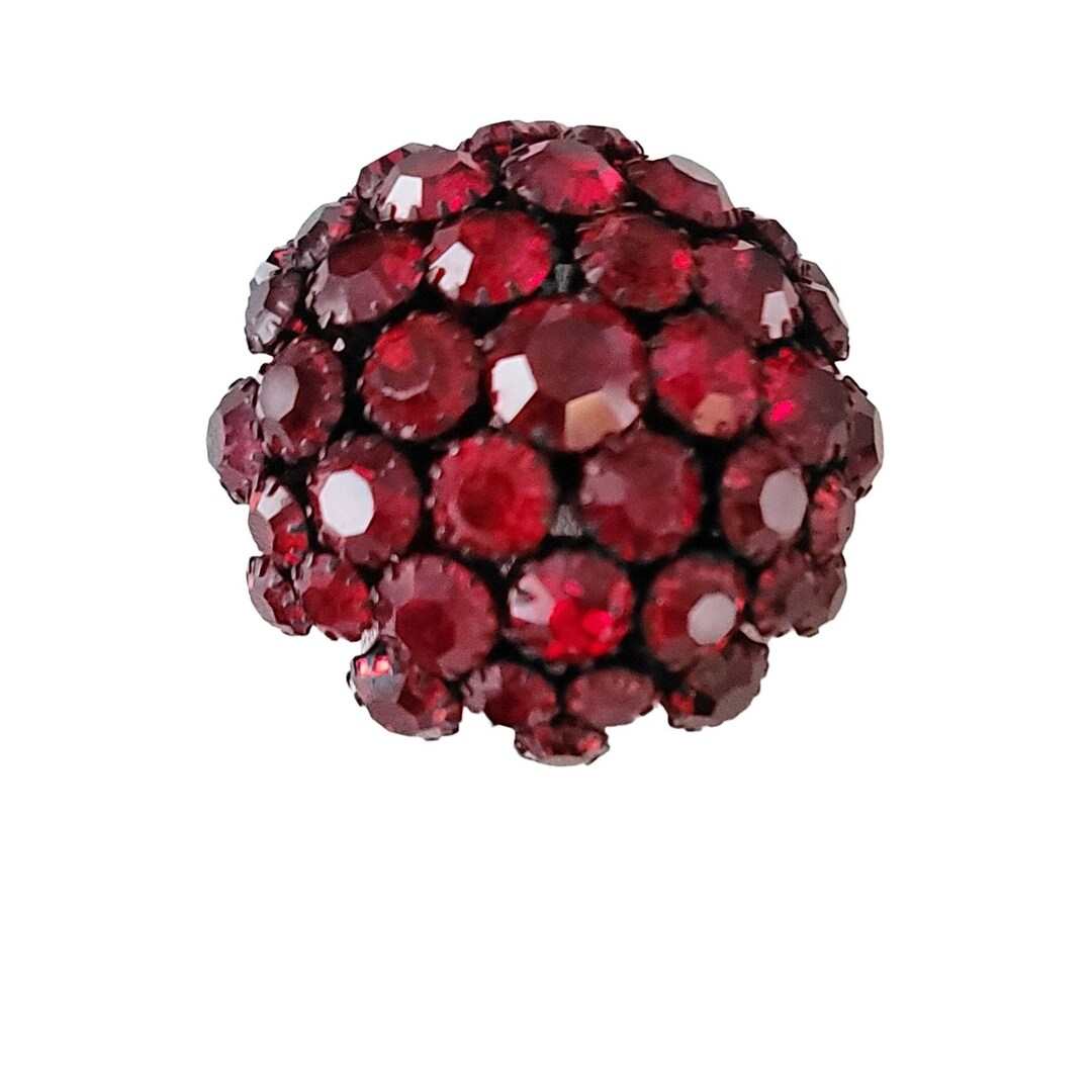 Warner Vintage Japanned Domed Red Rhinestone Pin Brooch, Signed M981 - Etsy