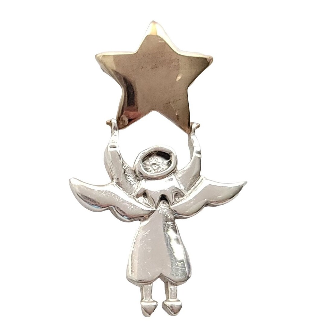 Carol Henry Designs Sterling Silver Brass Star Angel Brooch Pin, Signed ...