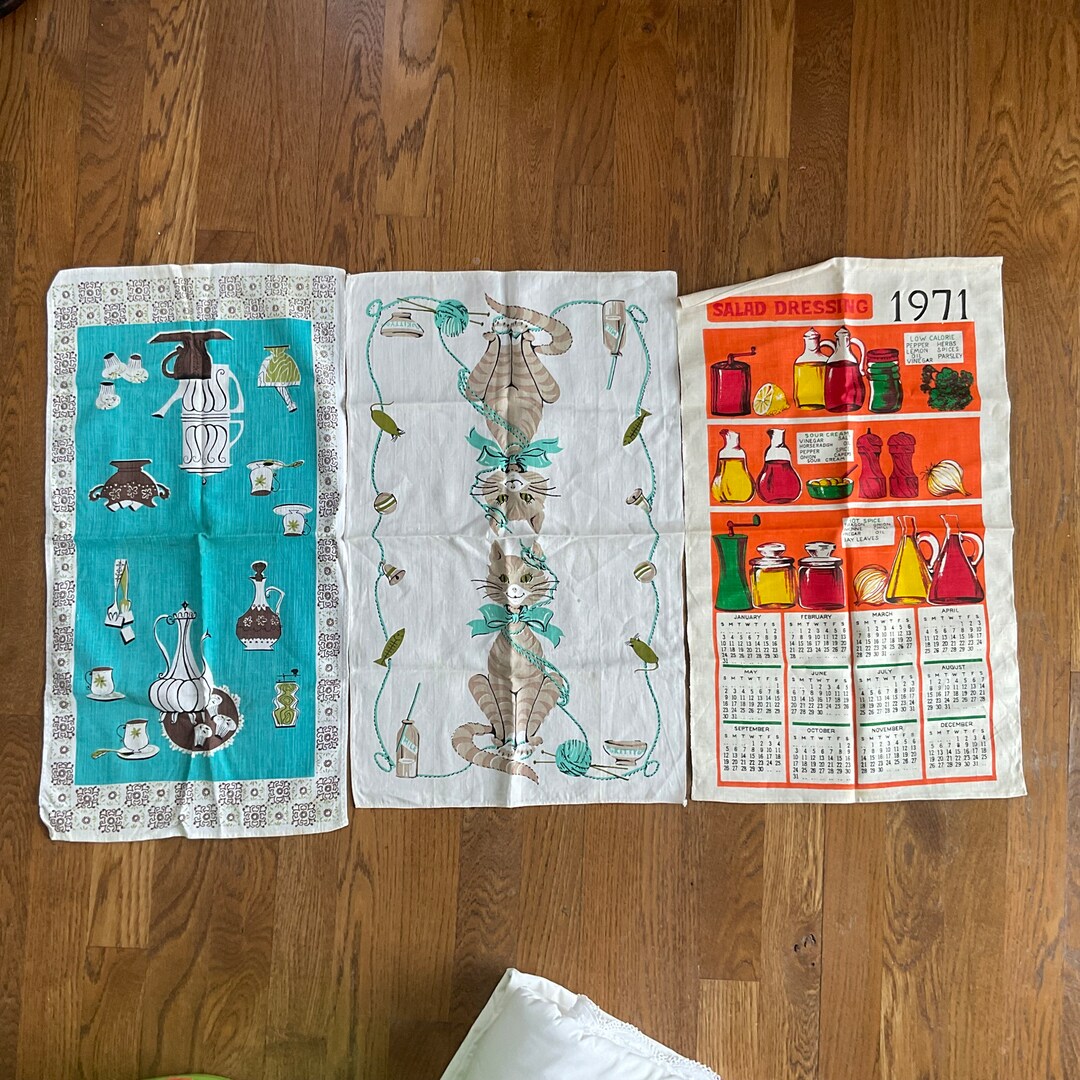 3 Vintage Kitchen Towels - Etsy
