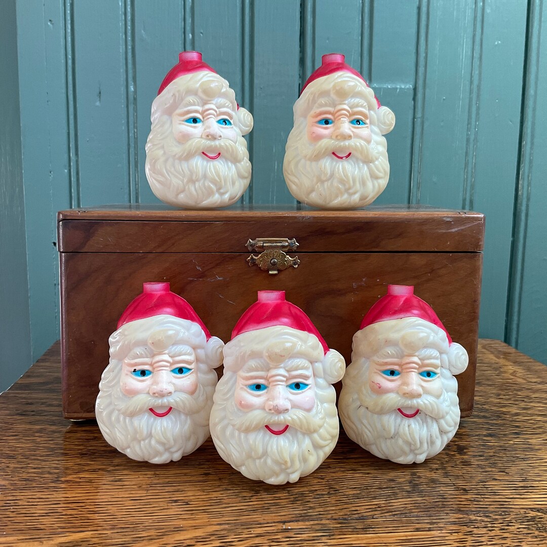 Vintage Hard Plastic Santa Head Ornaments - Etsy