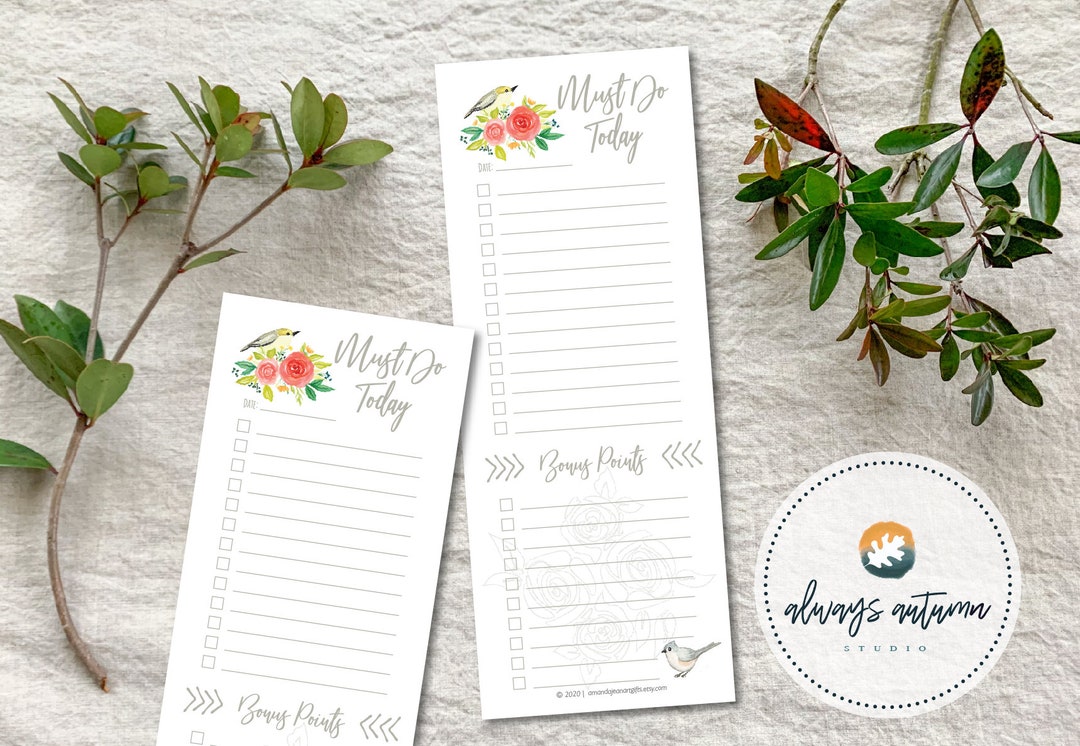 Printable to Do List {watercolor Bird and Roses} Letter 8.5X11 PDF ...