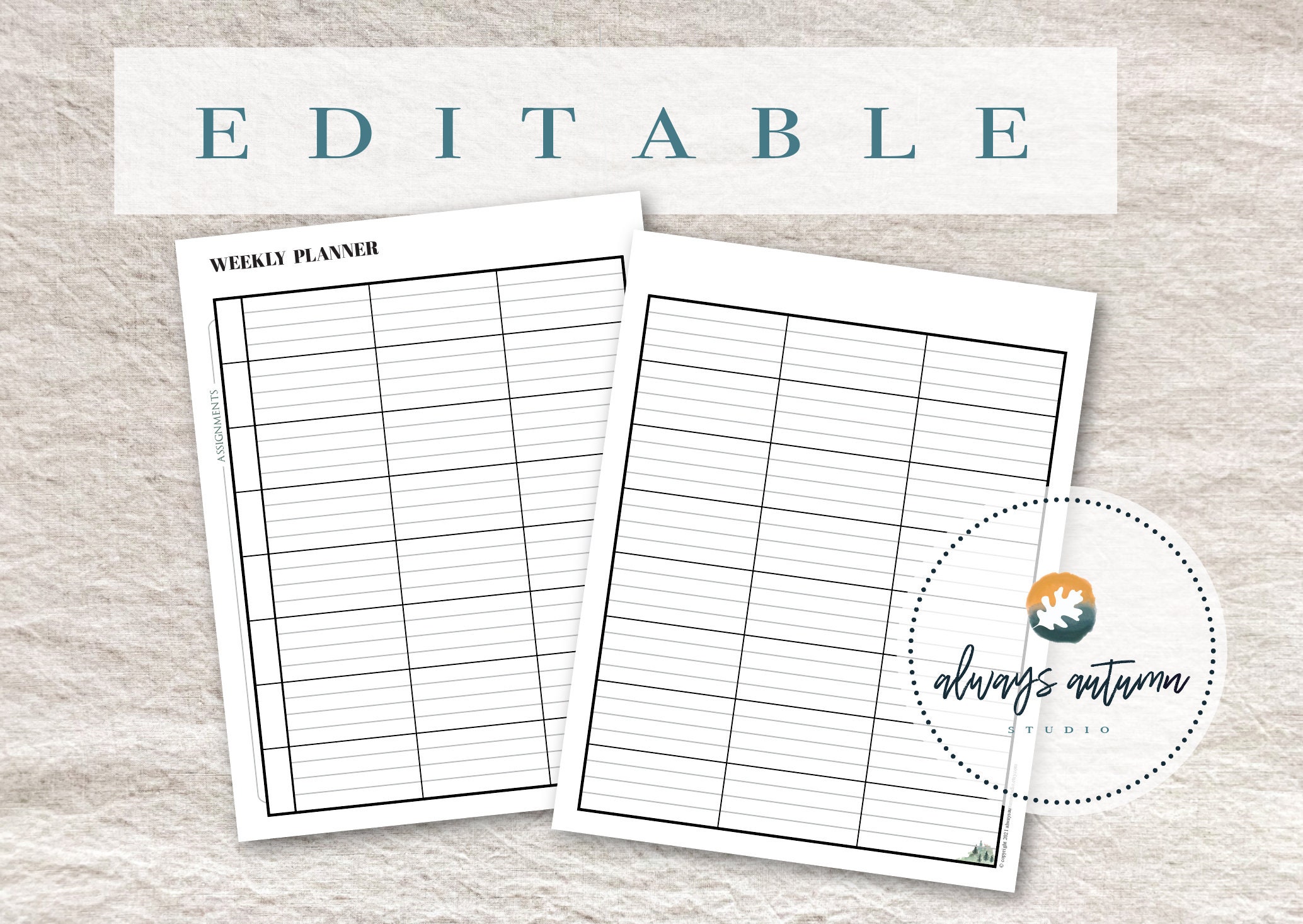 Editable and Printable 8 Subject / Assignment / Weekly Lesson Planner ...