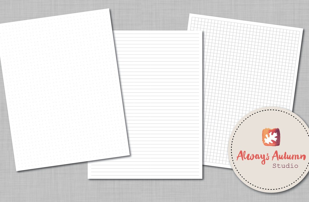 Printable Bullet Journal BUJO Notebook Dot Grid, Lined Paper and Graph ...