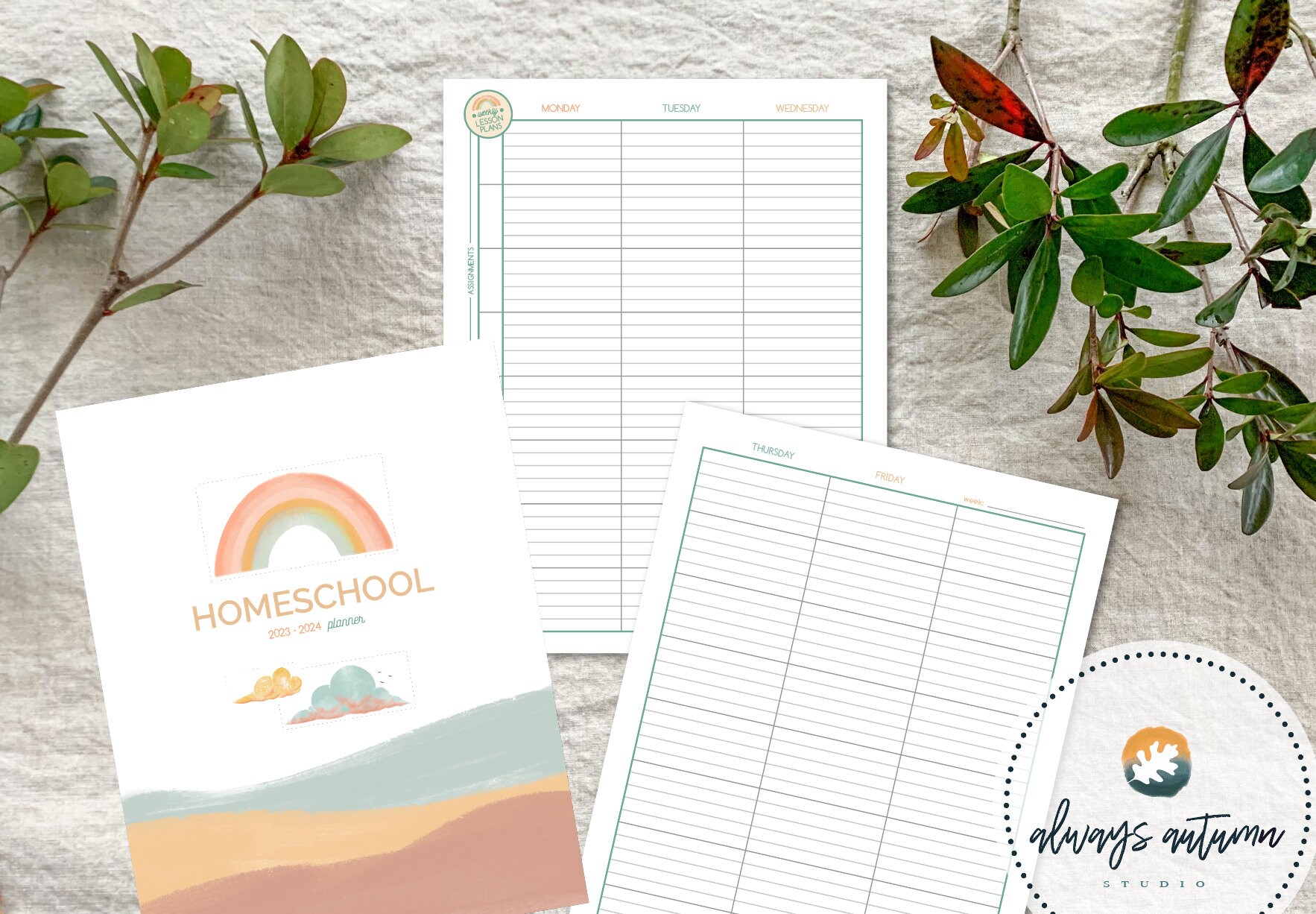 Boho Rainbow 8 Subject Assignment Homeschool Planner - 2023-2024 ...