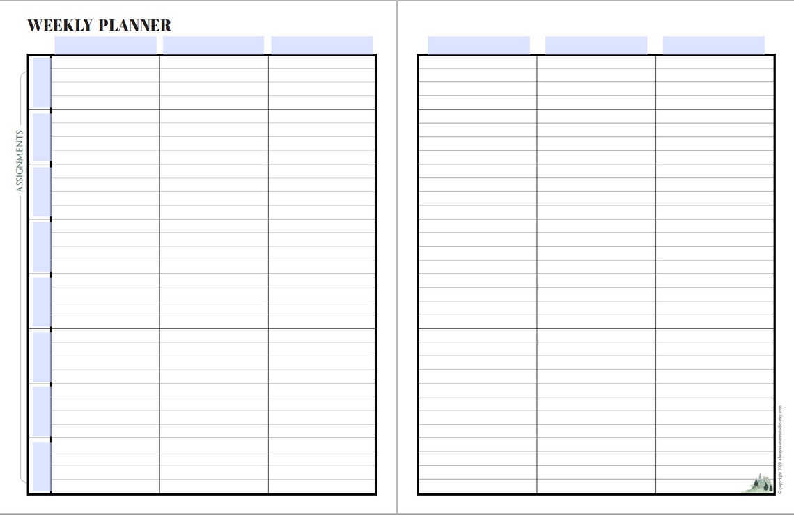 Editable and Printable 8 Subject / Assignment / Weekly Lesson | Etsy