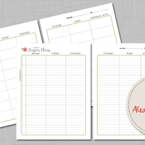EDITABLE and Printable 8 Subject / Assignment / Weekly Lesson Plan ...