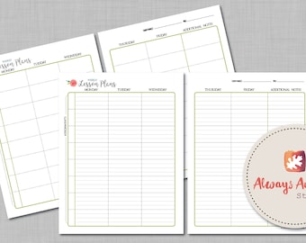 Printable 8 Subject / Assignment / Weekly Lesson Plan Planner - Letter ...