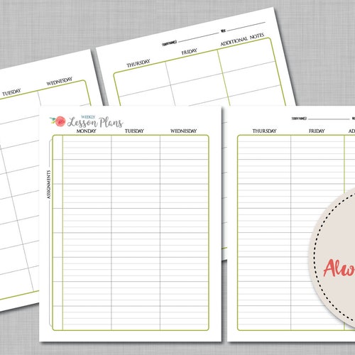 EDITABLE and Printable 8 Subject / Assignment / Weekly Lesson - Etsy