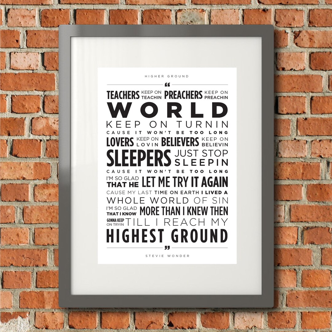 Higher Ground Stevie Wonder Lyric Print - Etsy