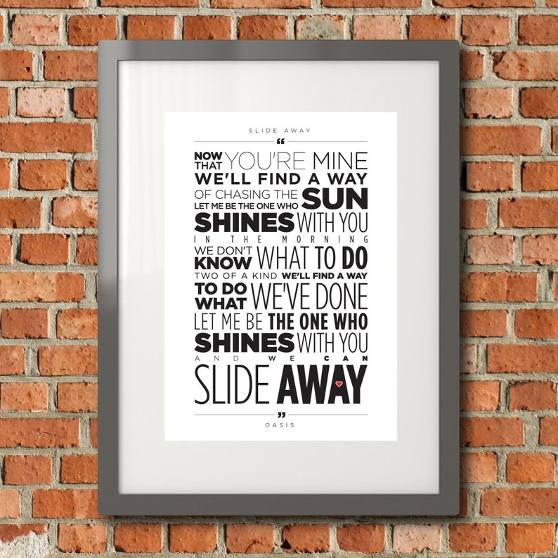 Slide Away Lyric Print - Etsy