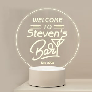 Personalised Home Bar LED Desk Table Lamp Night Light Custom | Etsy