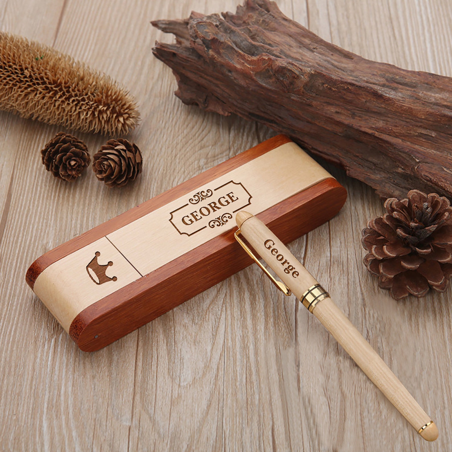 Personalised Pen Engraved Natural Wooden Ballpoint Pen With - Etsy UK