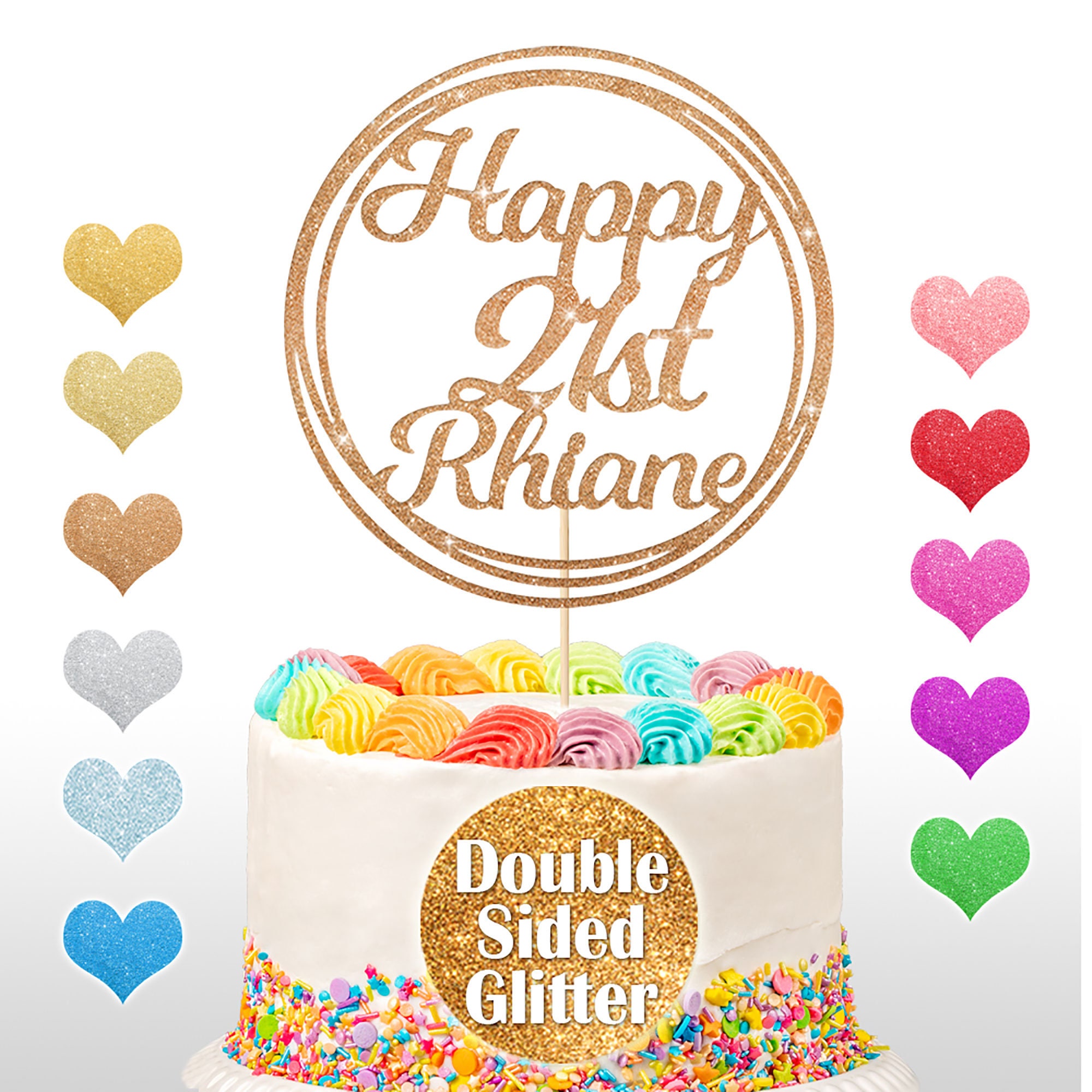 Personalised Birthday Cake Topper Circle Design Cake Topper | Etsy