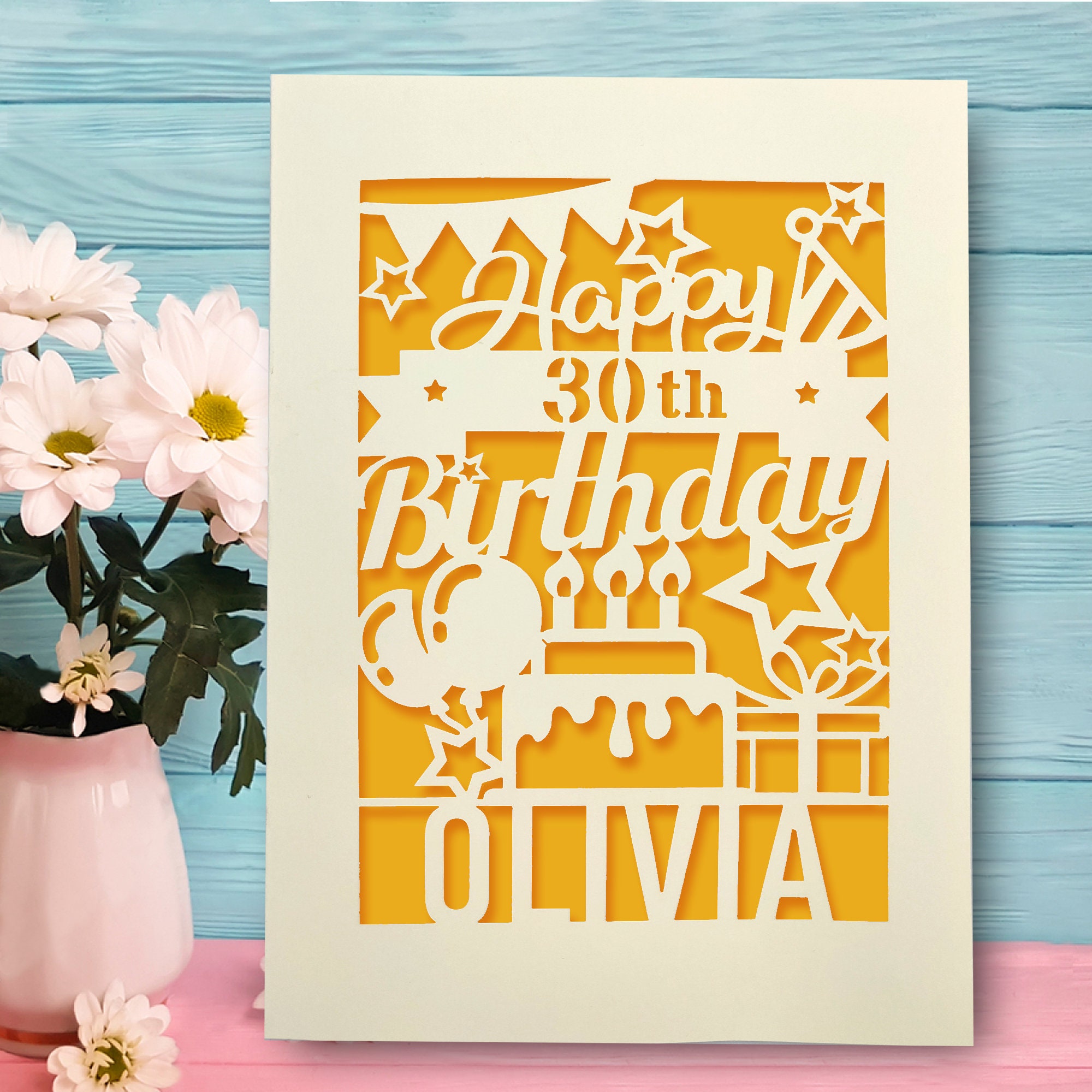 Personalised Birthday Card Laser Paper Cut Greeting Cards | Etsy UK