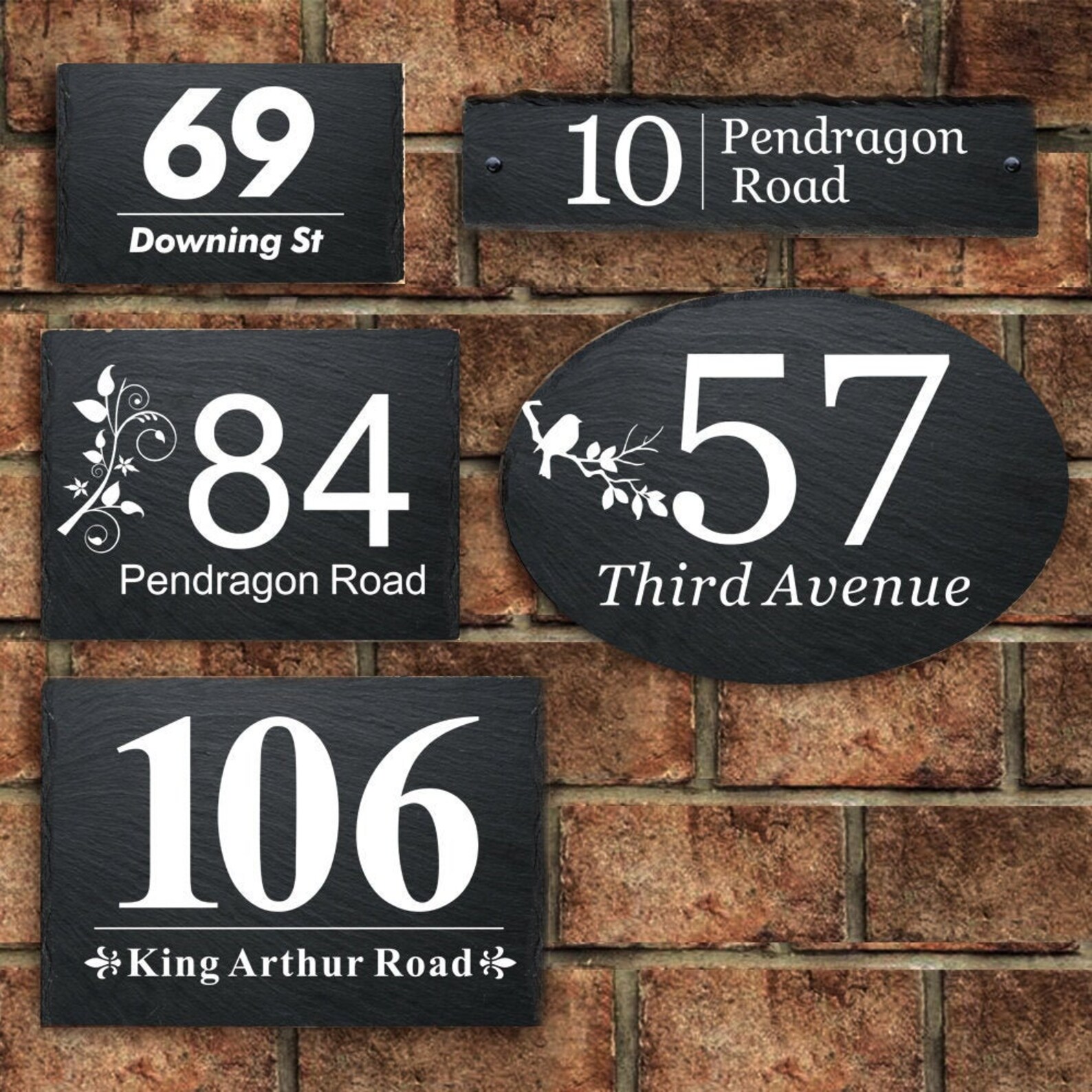Personalised Natural Slate House Gate Sign Plaque Door Number - Etsy UK