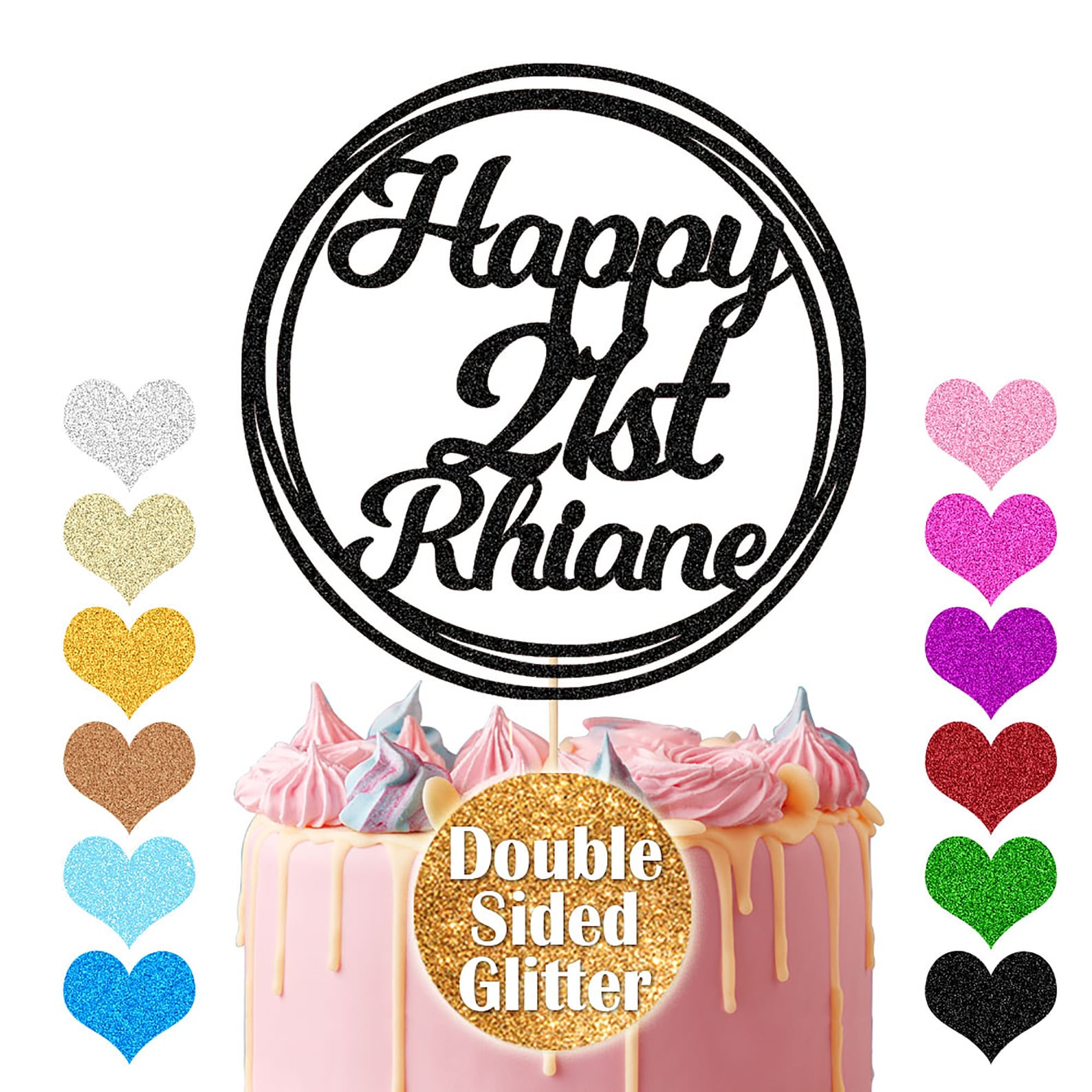 Personalised Birthday Cake Topper Circle Design Cake Topper | Etsy