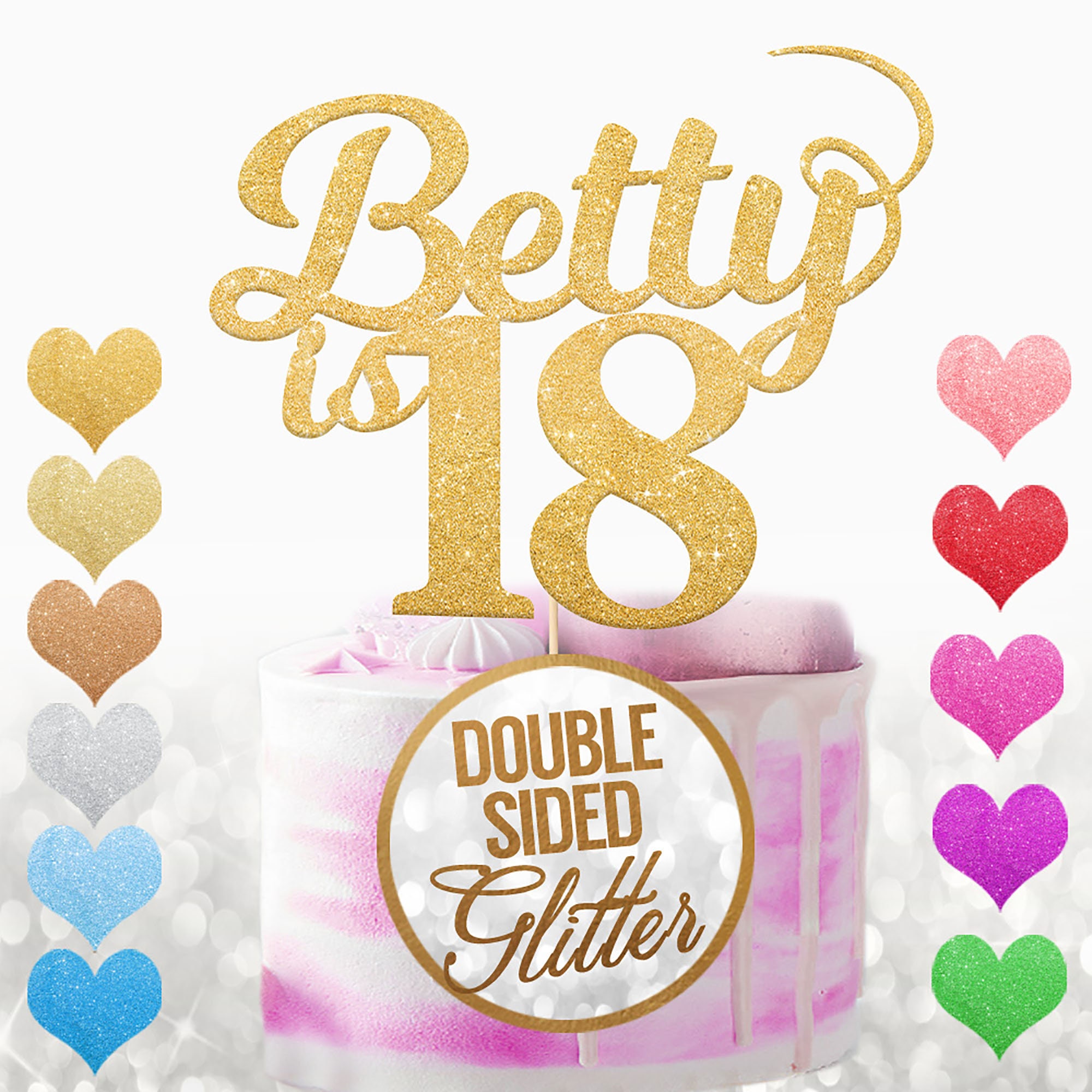 Personalised 18th Birthday Glitter Cake Topper Any Name -custom With ...