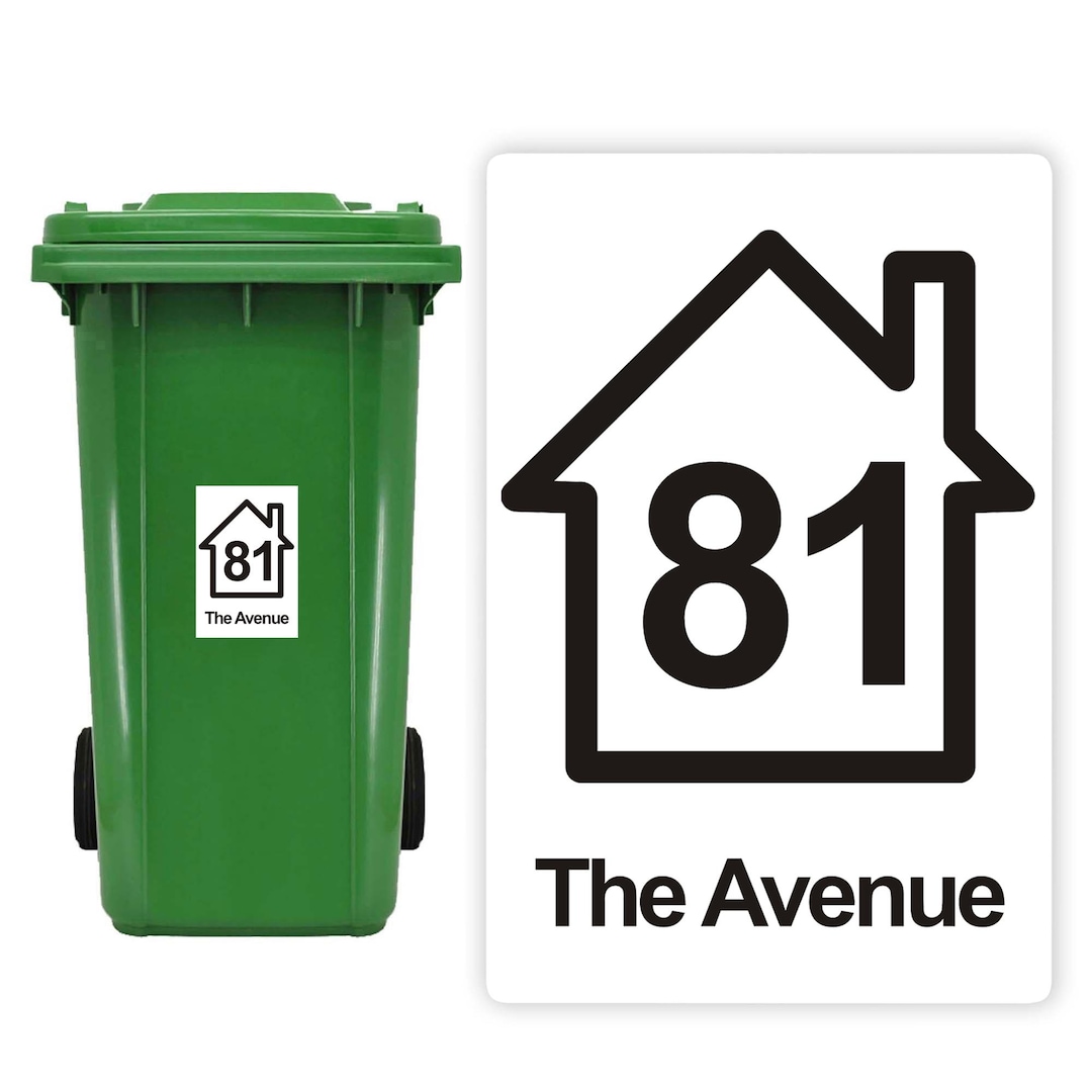 4 X Wheelie Bin Stickers Bins Numbers for Wheelies Bins Custom Wheelie ...