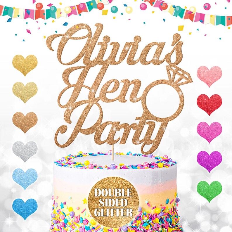 Personalised Hen Party Cake Topper | Custom Bridal Shower Party ...