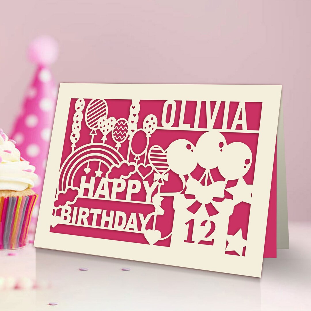 Personalised Birthday Card Laser Paper Cut Greeting Cards | Happy ...