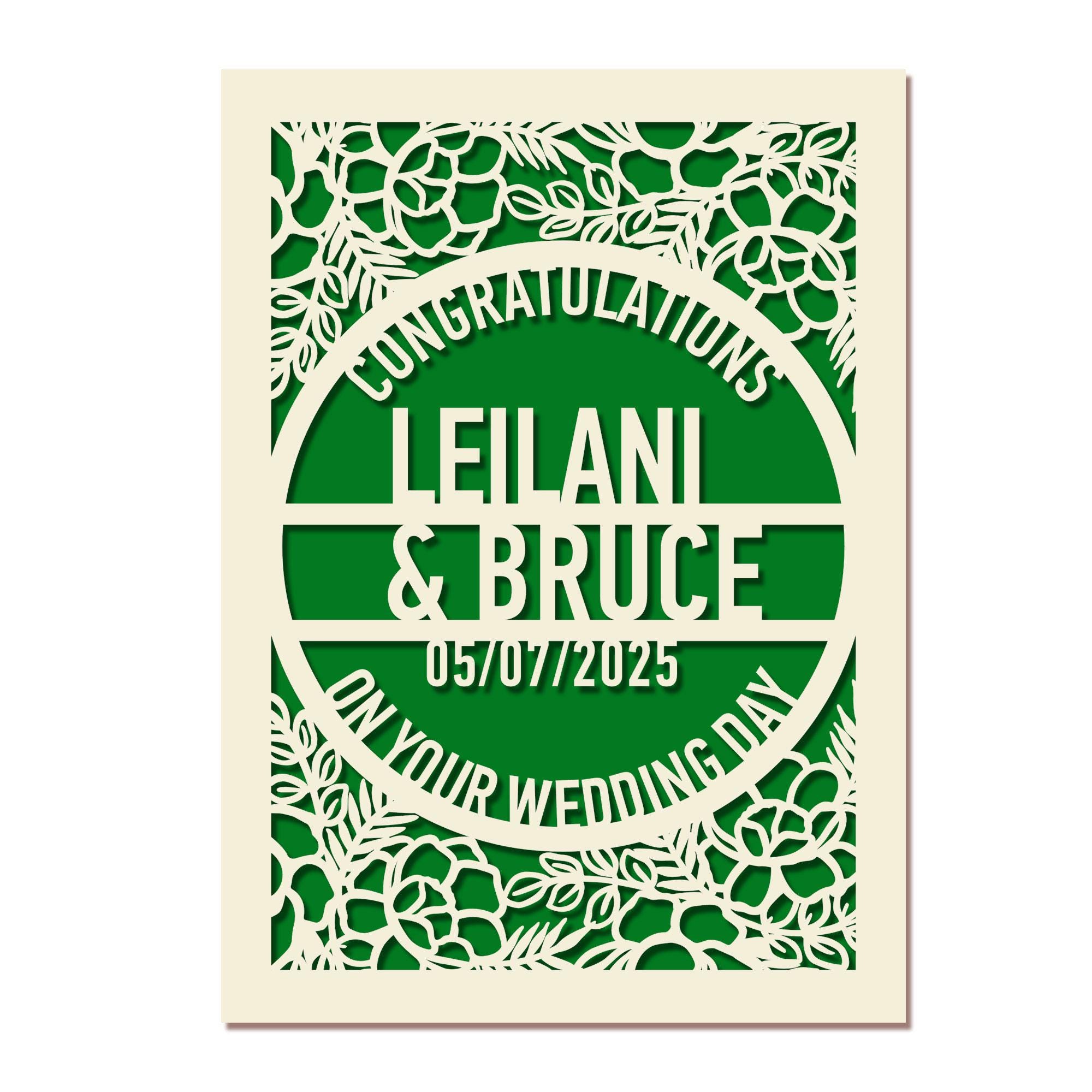 Personalized Laser Cut Wedding Card: Names & Date, Handmade in UK - Etsy