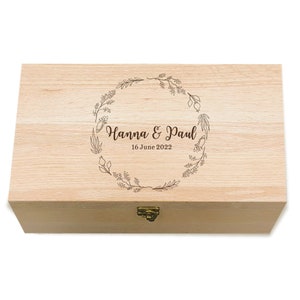 Personalised Wedding Memory Boxes Keepsake Engraved Beech Wood Box ...