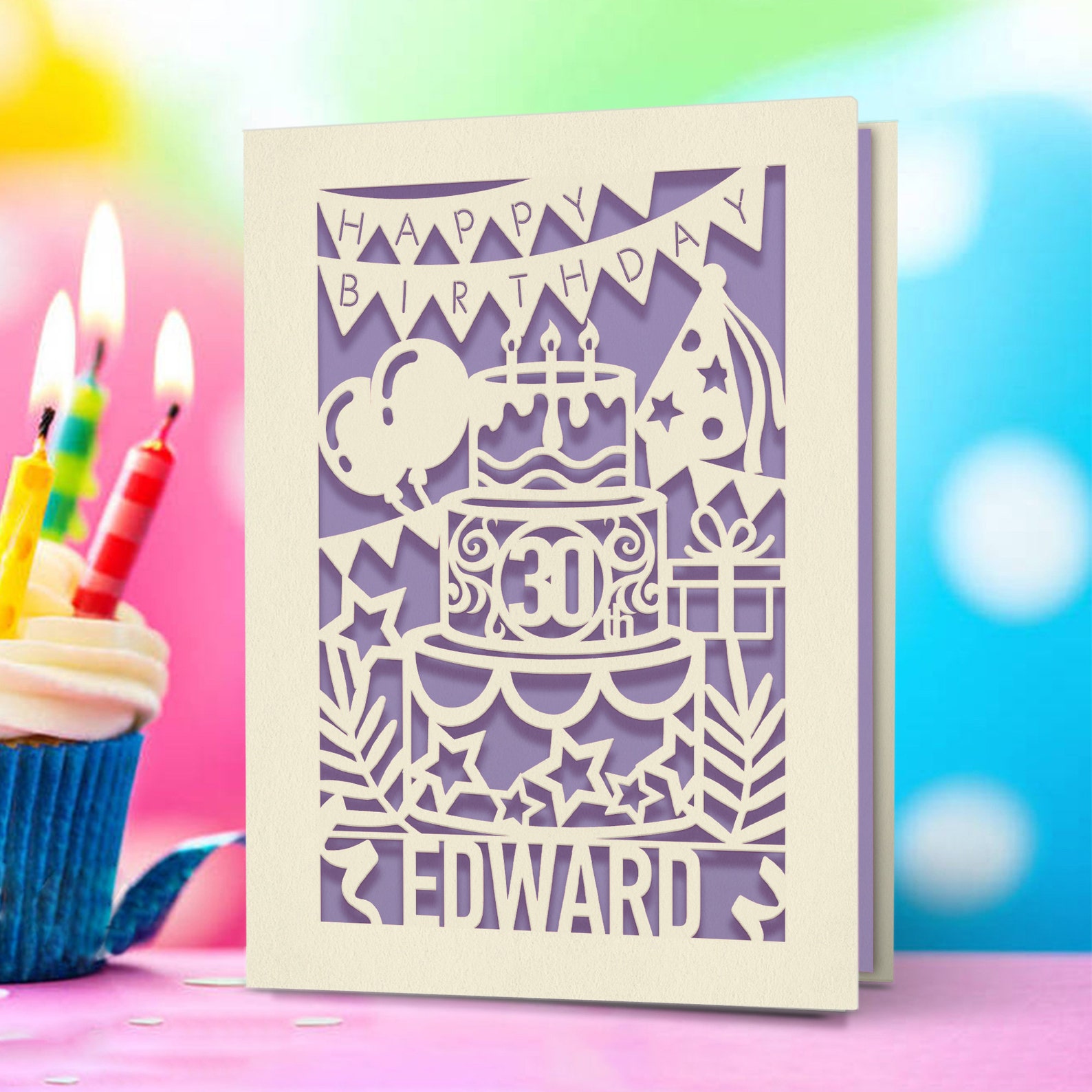 Personalised Birthday Card Laser Paper Cut Greeting Cards - Etsy UK Personalised Birthday Card Laser Paper Cut Greeting Cards - Etsy UK