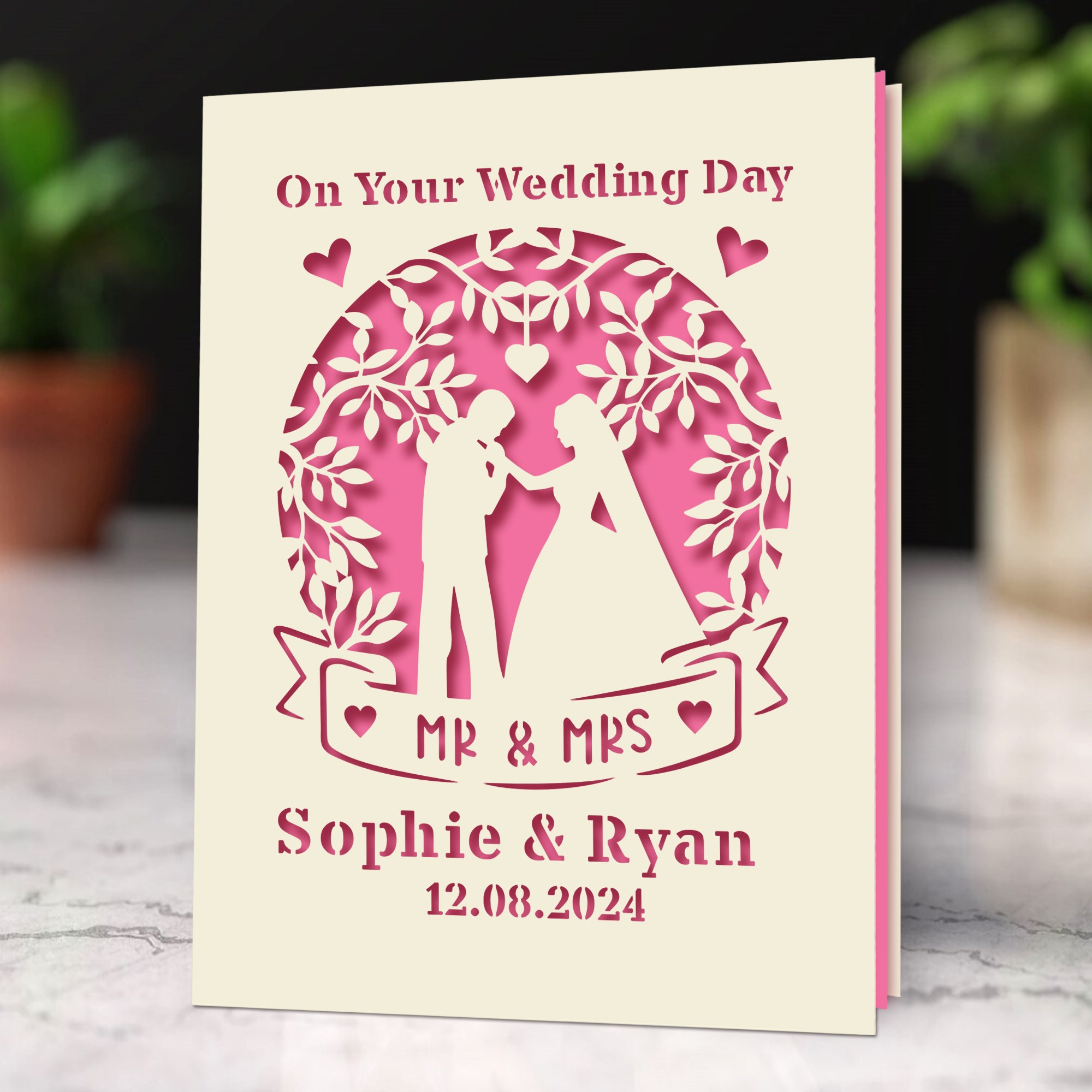 Personalised Papercut Wedding Card, Laser Cut Wedding Anniversary Card ...