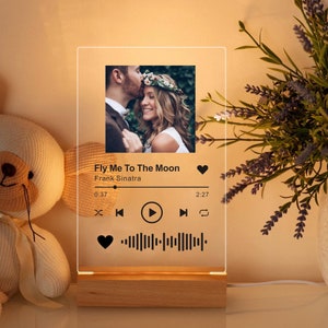 Personalised Song Plaque With LED Wood Base Customized Acrylic Plaque ...