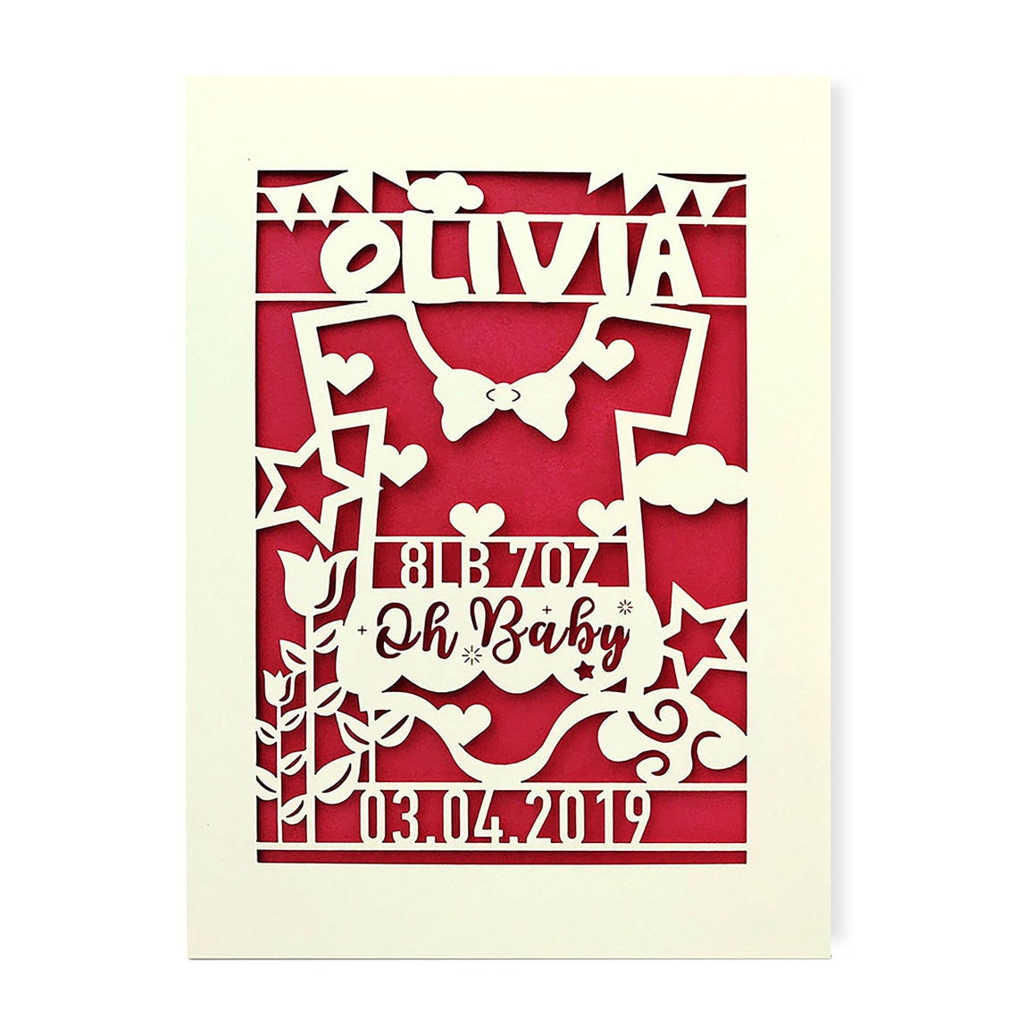 Personalised Papercut Welcome New Baby Card Laser Cut Baby | Etsy