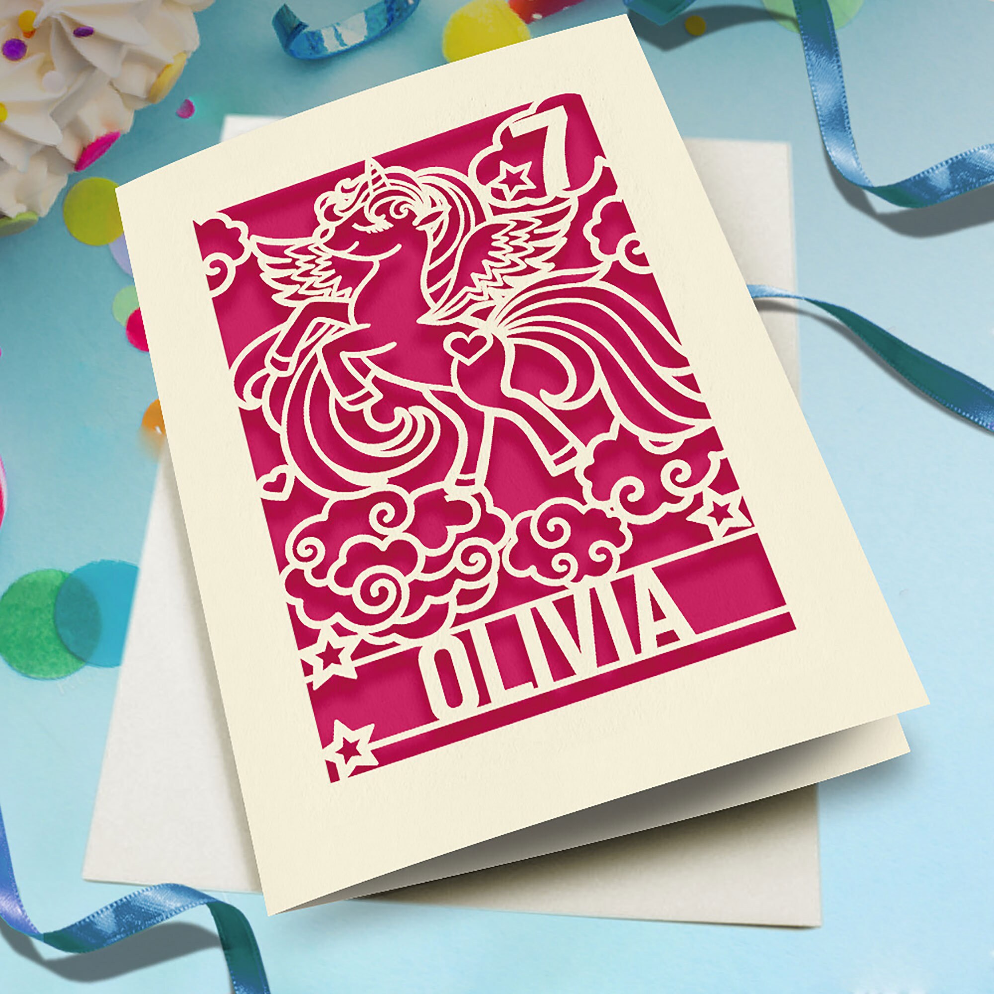 Personalised Birthday Card Paper Cut Unicorn Happy Birthday | Etsy