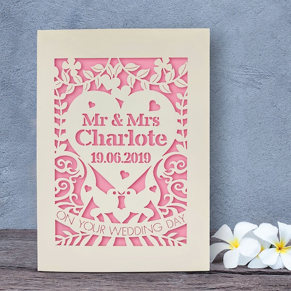 Personalised Papercut Wedding Card Laser Cut on Your Wedding - Etsy