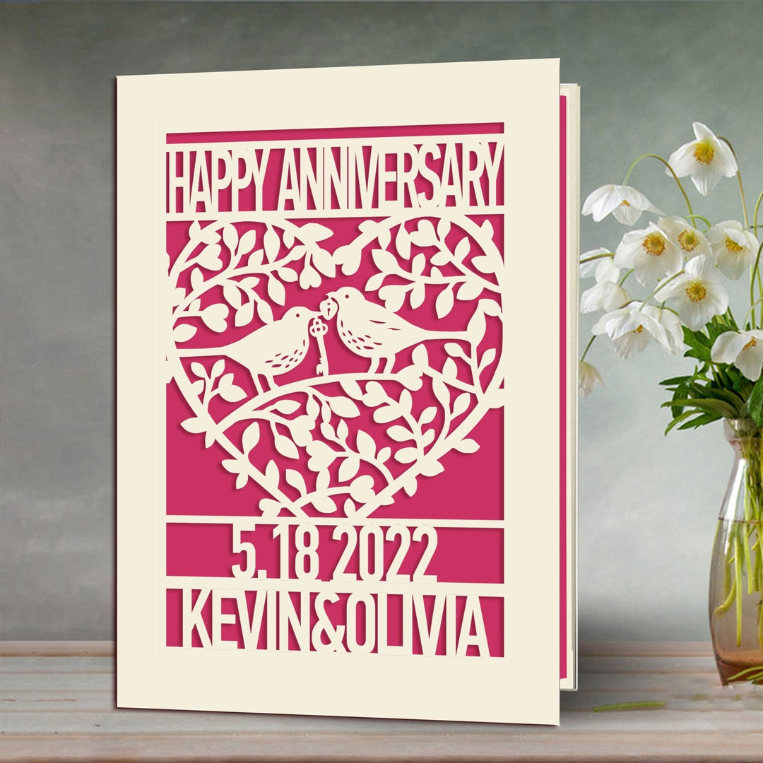 Personalised Anniversary Card Laser Cut Greeting Card, Custom Happy ...