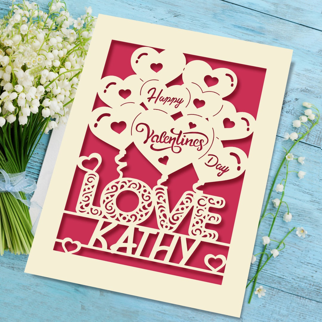 Personalised Valentine's Day Card | Customized Name and Laser Paper Cut ...