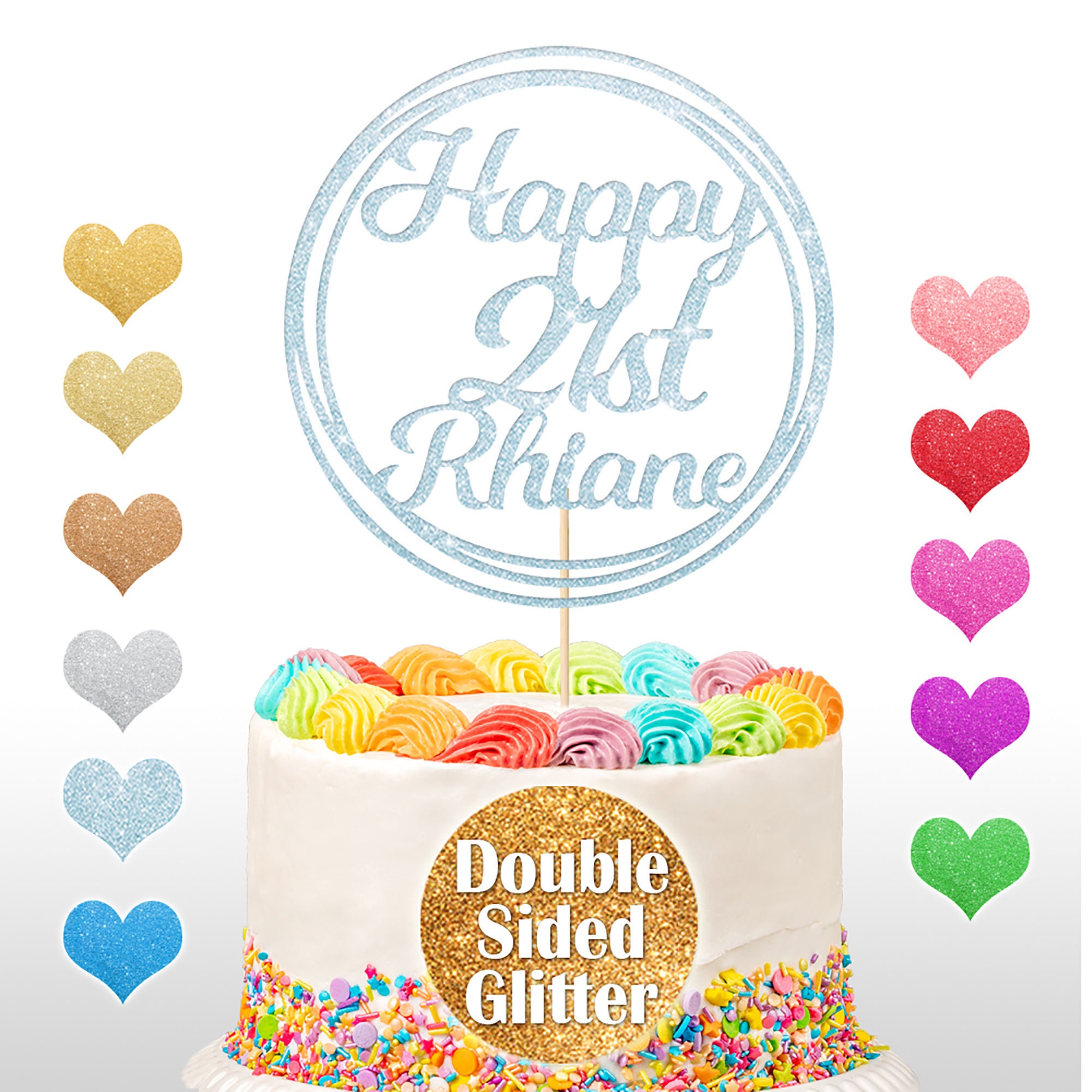 Personalised Birthday Cake Topper Circle Design Cake Topper | Etsy