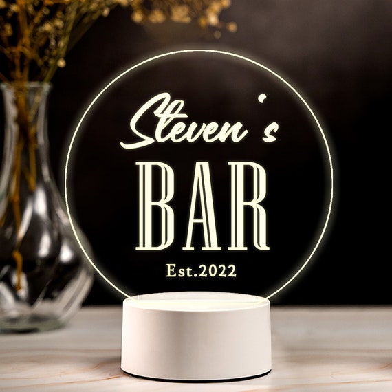 Personalised Home Bar LED Desk Table Lamp Night Light Custom | Etsy
