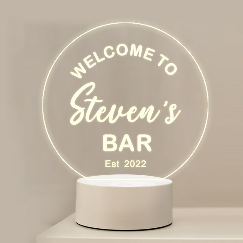 Personalised Home Bar LED Desk Table Lamp Night Light Custom | Etsy