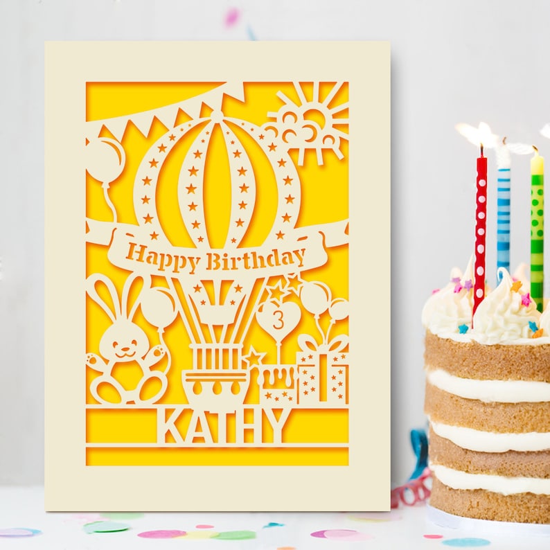 Personalised Birthday Card Laser Paper Cut Greeting Cards | Etsy